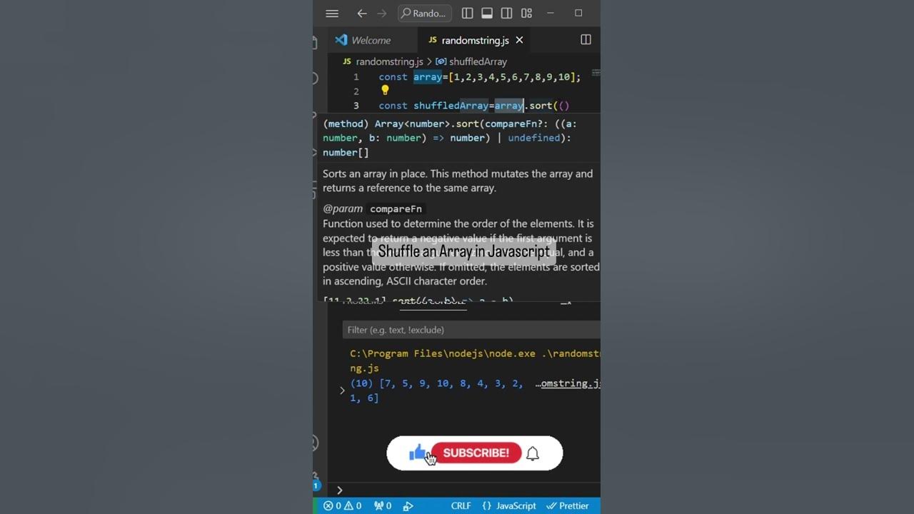 Javascript Shuffle An Array Javascript Coding Learn New Watch Programming Typescript