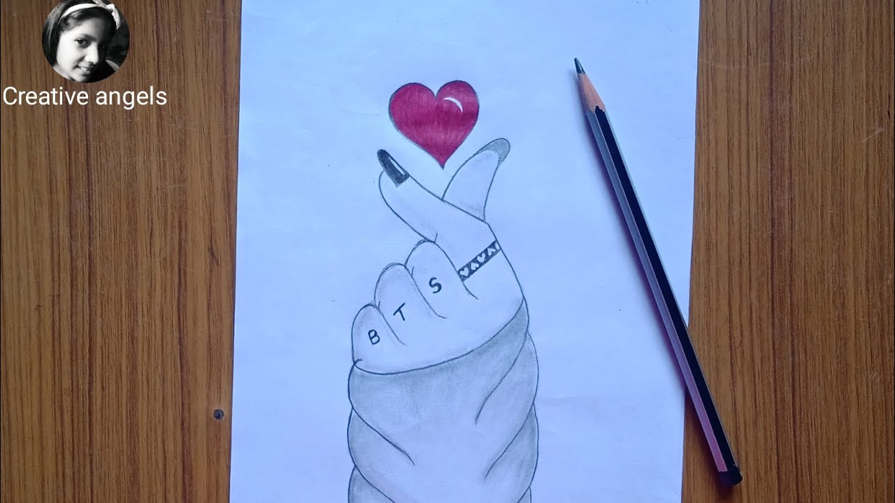 How to draw a hand with heart |BTS army hand drawing |step by step ...