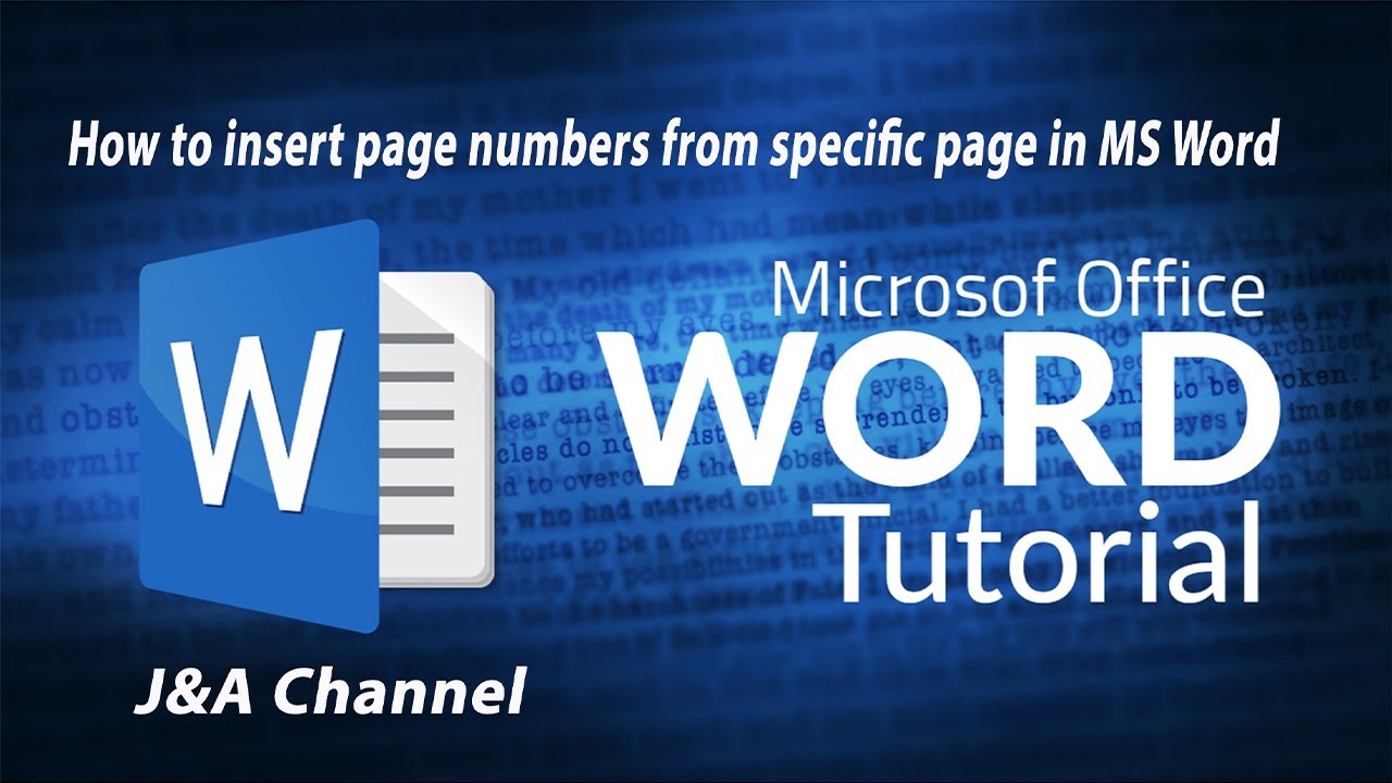 How To Insert Page Numbers From Specific Page In MS Word YouTube How To Insert Page Numbers From Specific Page In MS Word YouTube