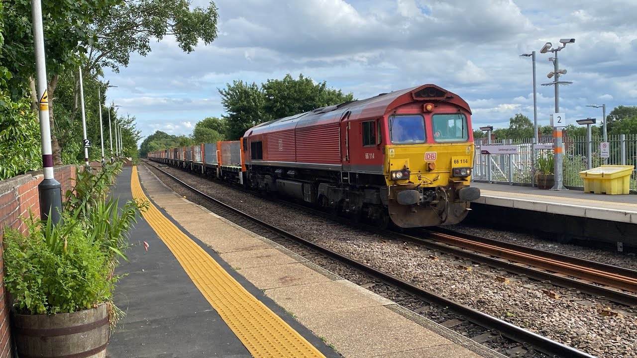 66114 DB cargo 4E25 Bow depot to Heck Plasmor with Plasmor wagons 16:55 ...