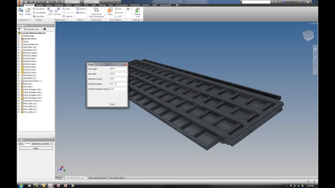 Derived iLogic Skid Assembly - YouTube