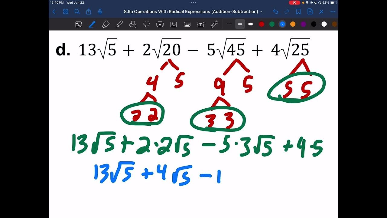 8.6a Operations With Radical Expressions (Addition and Subtraction ...