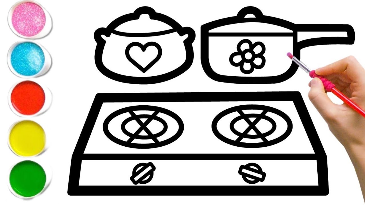 cooker and stove drawing and colouring for kids and toddlers - ABC ...
