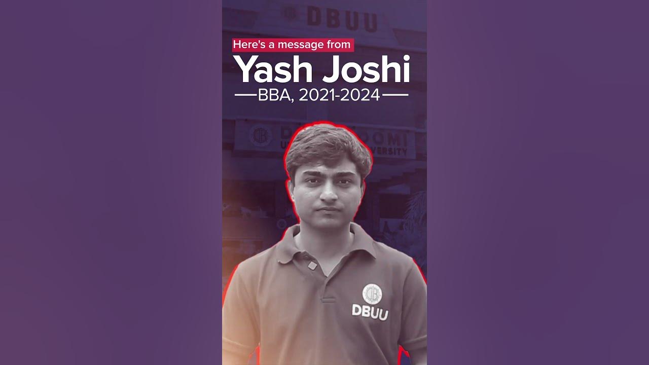 Deeksharambh 2023: BBA student Yash Joshi shares greetings for freshers - YouTube
