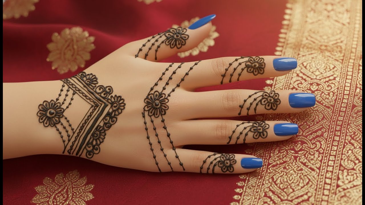 Elegant Floral Chain Mehndi Design | Simple Back Hand Henna | Stylish ...