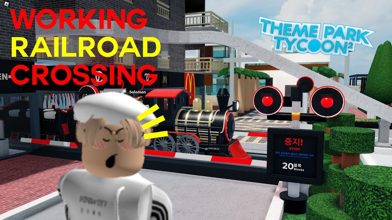 🚂 🛠️ Build WORKING RAILROAD CROSSINGS in Theme Park Tycoon 2! Part: 2 ...
