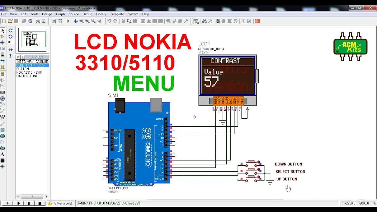 Lcd Nokia 3310 5110 Menu Funcional Con Tres Botones Adafruit Gfx H