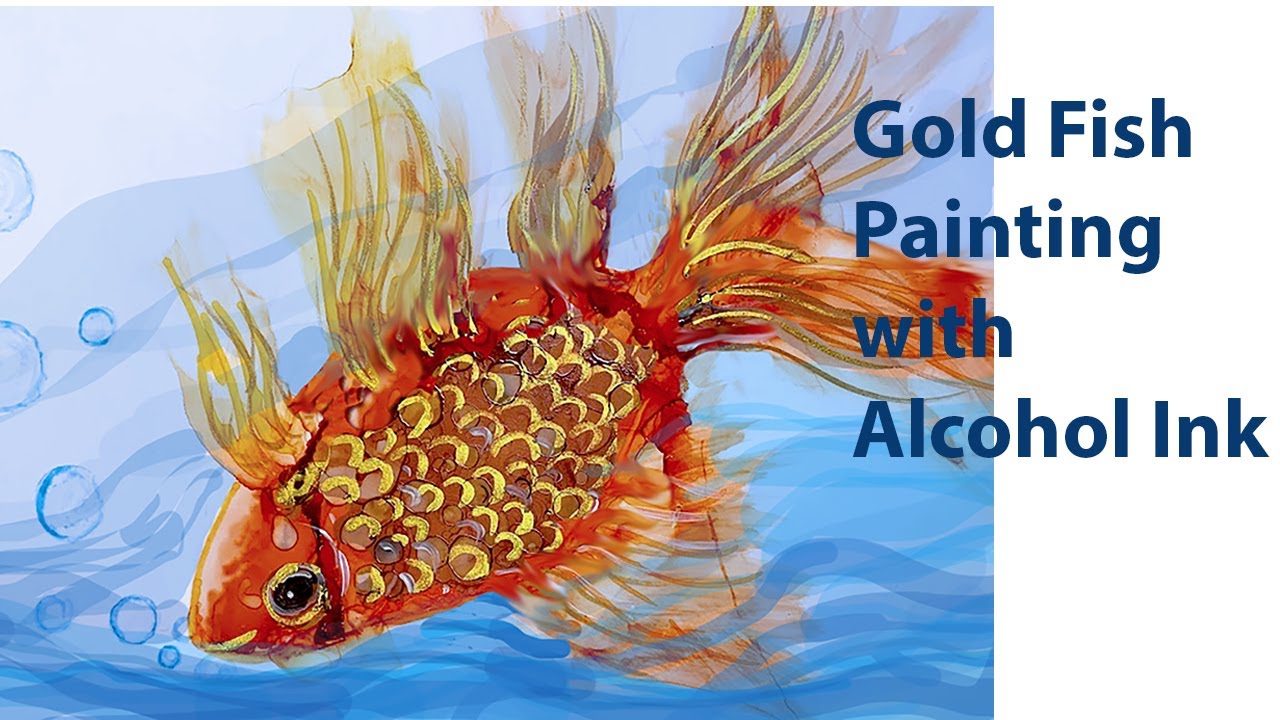 How to paint gold fish with alcohol ink, alcohol ink on glossy photo ...