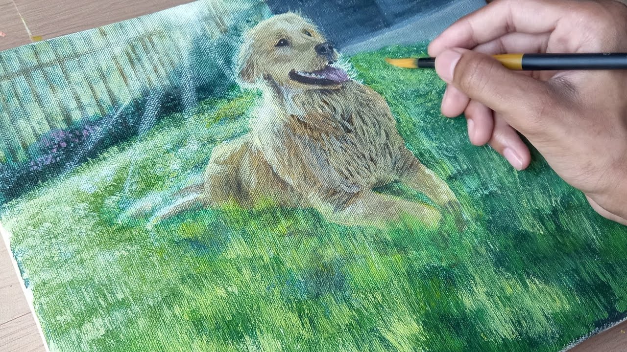 How to paint dog /Acrylic painting for beginners/Gaurang art/step by ...