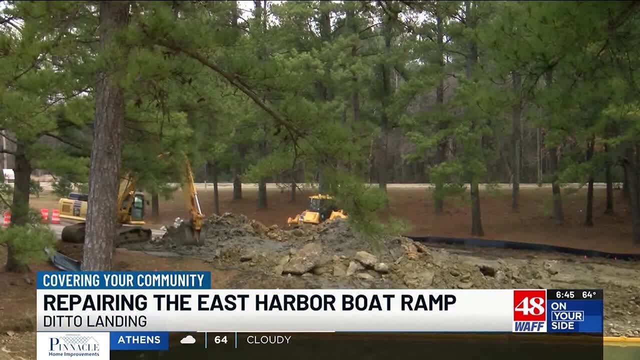 The east harbor boat ramp at Ditto Landing is under repair - YouTube