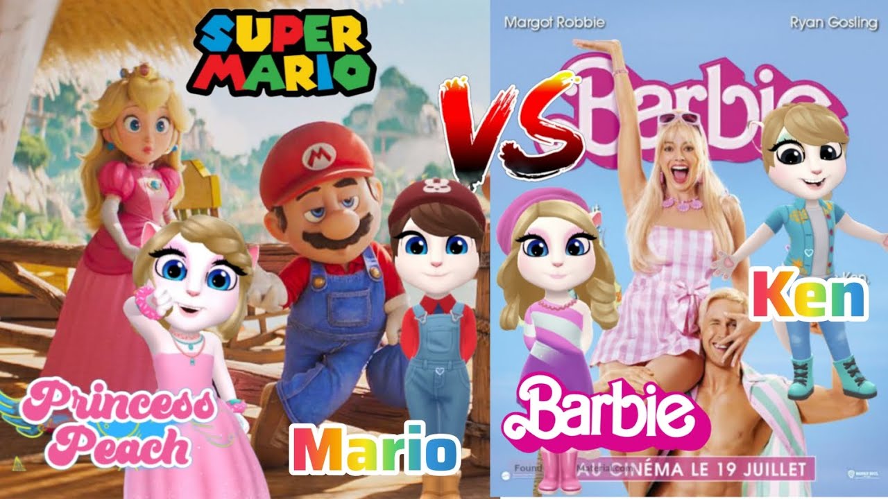 MY TALKING ANGELA 2 || Super Mario Bros 🎮 And Barbie Cosplay || Peach ...
