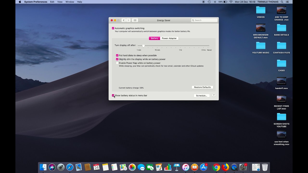 HOW TO HIDE OR SHOW BATTERY STATUS OR BATTERY ICON IN THE MENU BAR IN ...