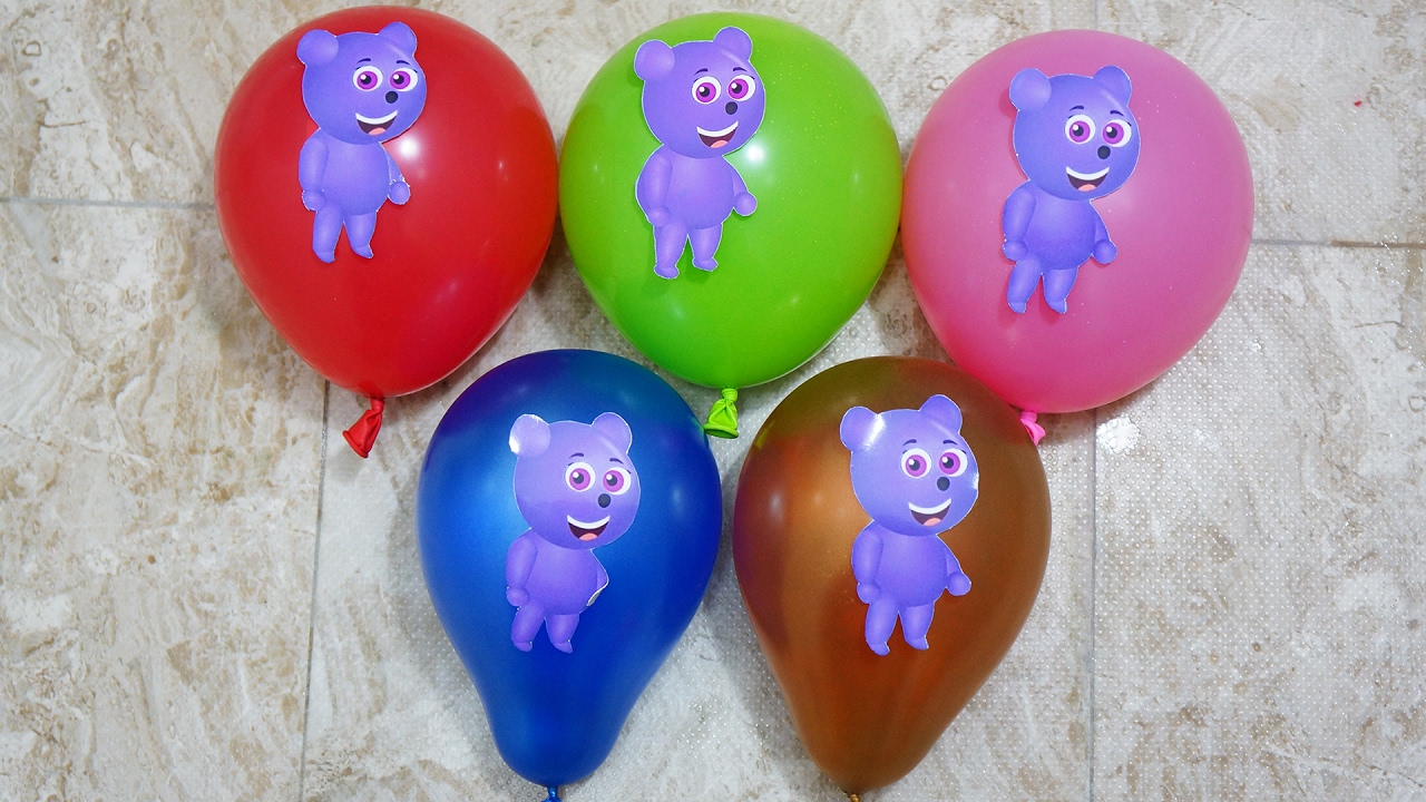 Mega Gummy Bear Learn Colours water balloon compilation - Balloons ...