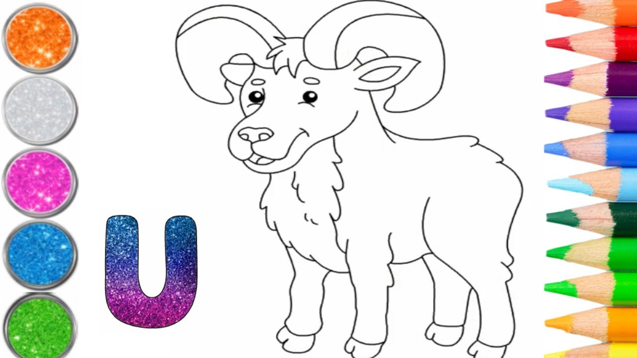 Urial Drawing | Coloring and Drawing | Beautiful Wildlife Animal | How ...