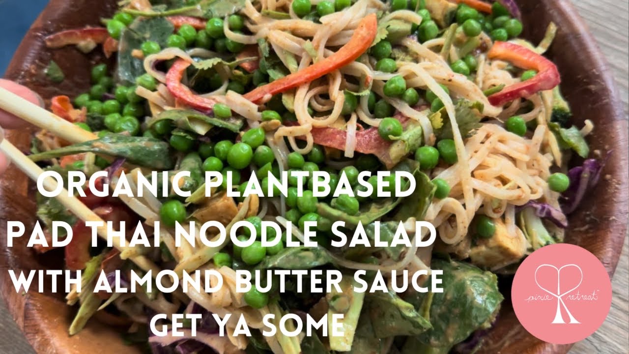 ORGANIC VEGAN VEGGIE PAD THAI SALAD WITH ALMOND BUTTER SAUCE SO EASY ...