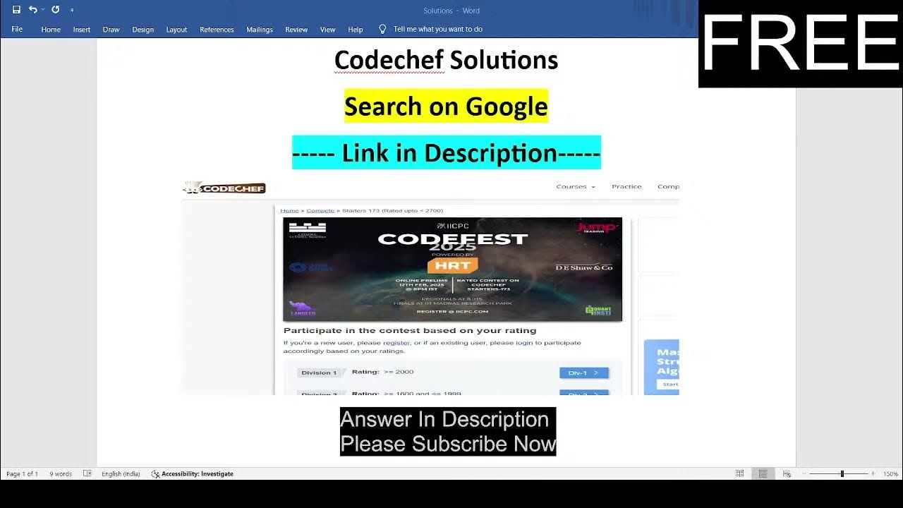 Answer 3 : Codechef Solutions Starter 176 - YouTube
