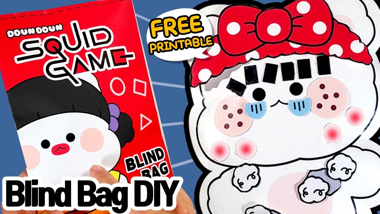 오징어게임 블라인드백 DIY MakeUp Squishy Blind Bag #freeprintable 만들기 도안 - YouTube