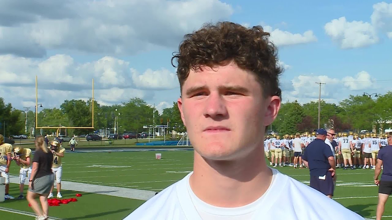 Thomas Poiry full interview at Bishop Dwenger Saints football practice ...