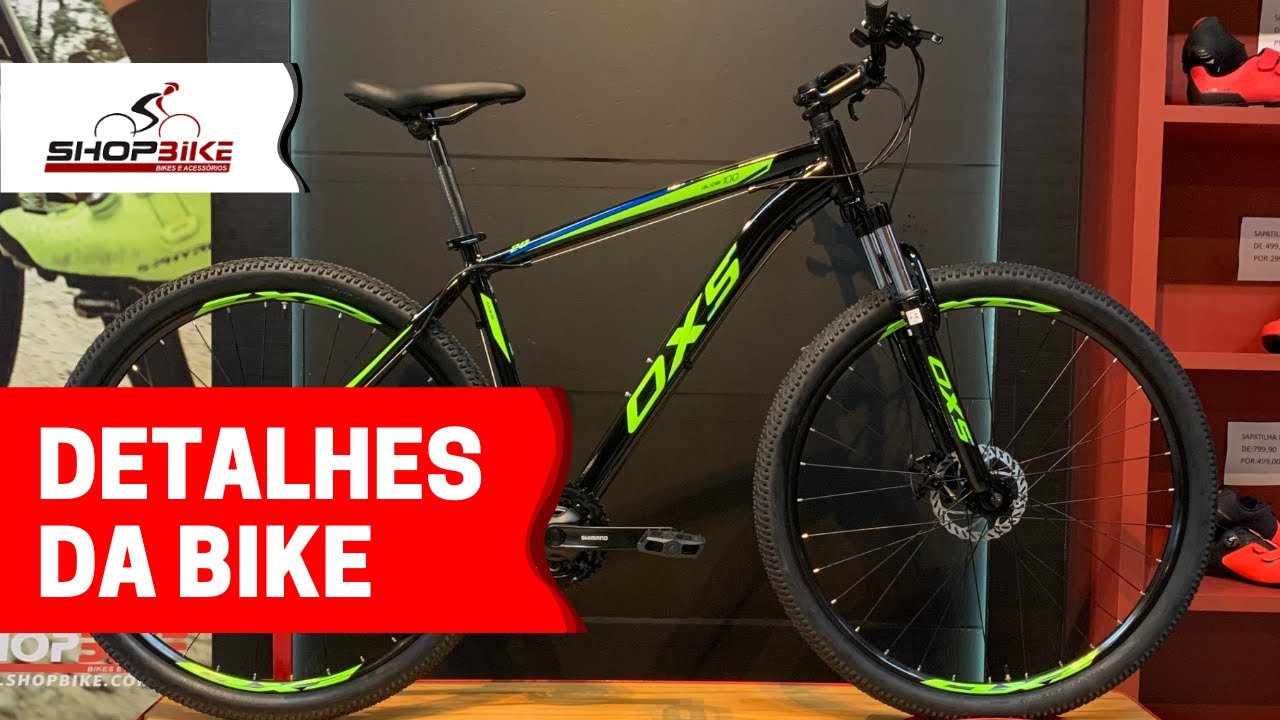 Bicicleta OXS Glide 100 Aro 29 Shimano 21v Preto Verde e Azul - YouTube