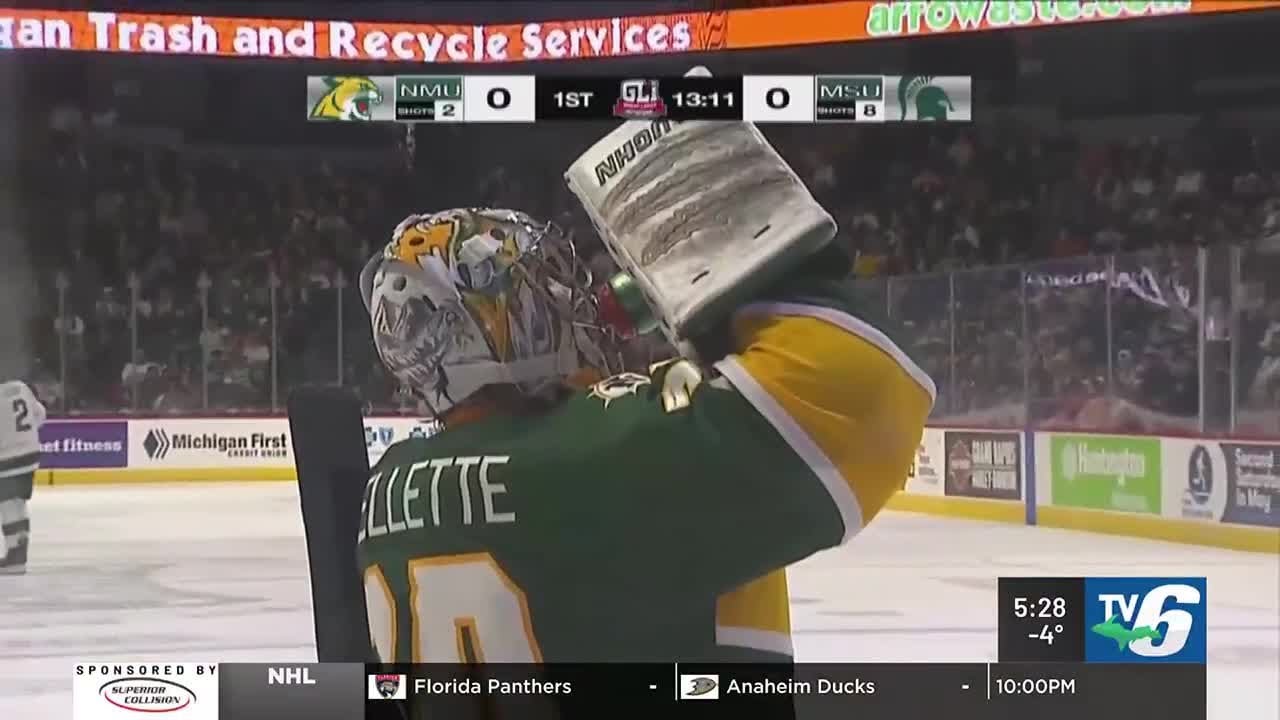 NMU's Ryan Ouellette named CCHA Goaltender of the Week - YouTube