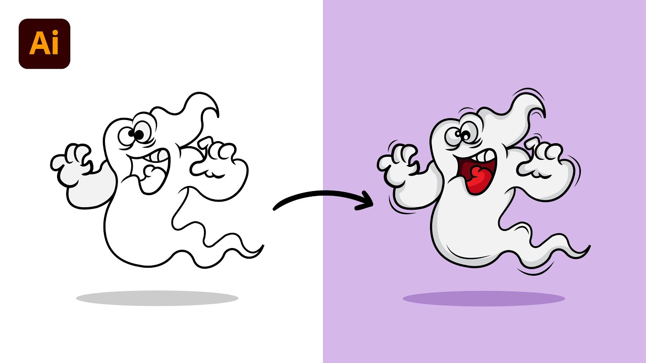 Adobe Illustrator Tutorial - Create a Cute Ghost Character from Sketch ...