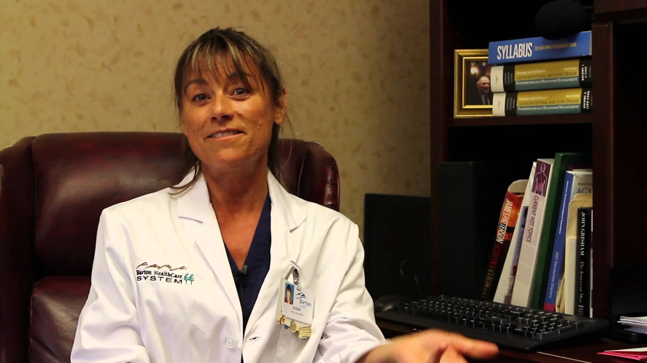 Susan Frailey, RN at Barton Hospital discussing colonics for ...