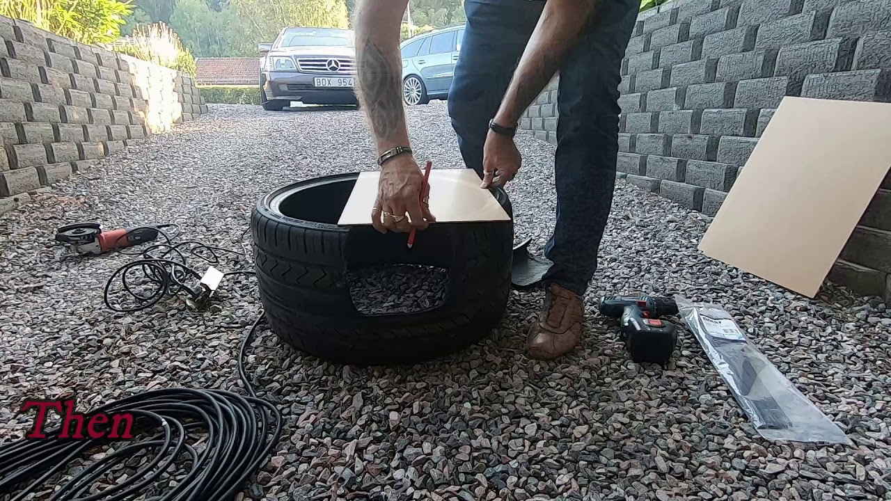 How to make a bed for the dog from a used car tire - YouTube
