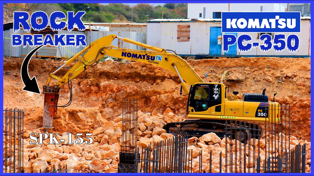 How to Komatsu PC350 work with SPK-155 HYD breaker in rock cutting | DK ...