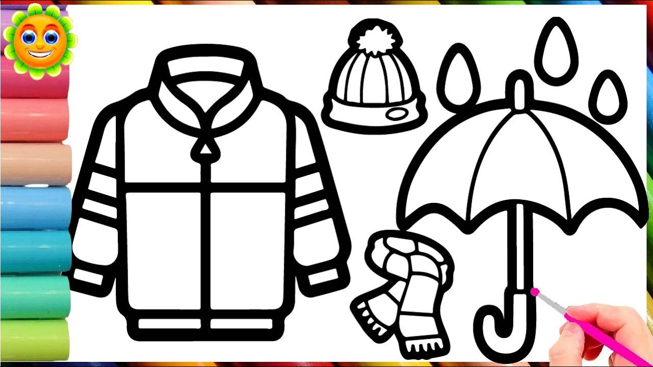 winter Clothes Drawing and Coloring for children . How to draw clothes ...