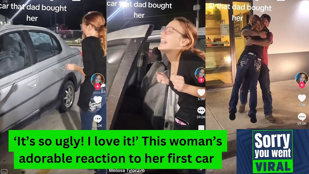 The adorable reaction from this young woman to getting her first car ...