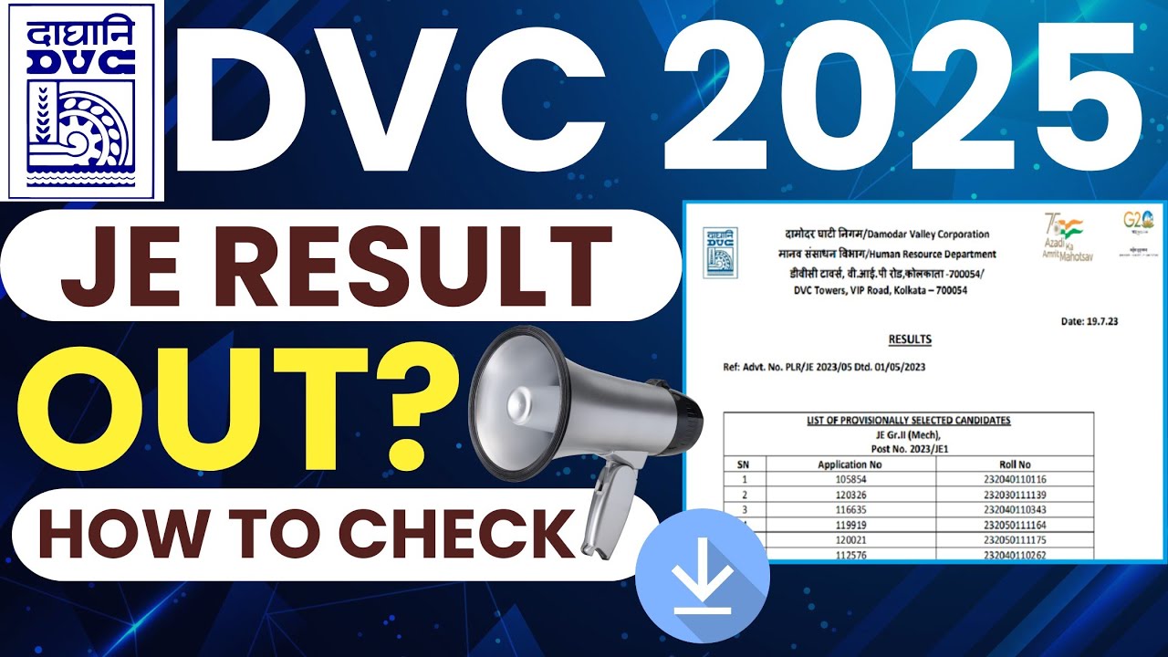 dvc je result 2025 | damodar valley corporation je exam result 2025 | mahir academy - YouTube