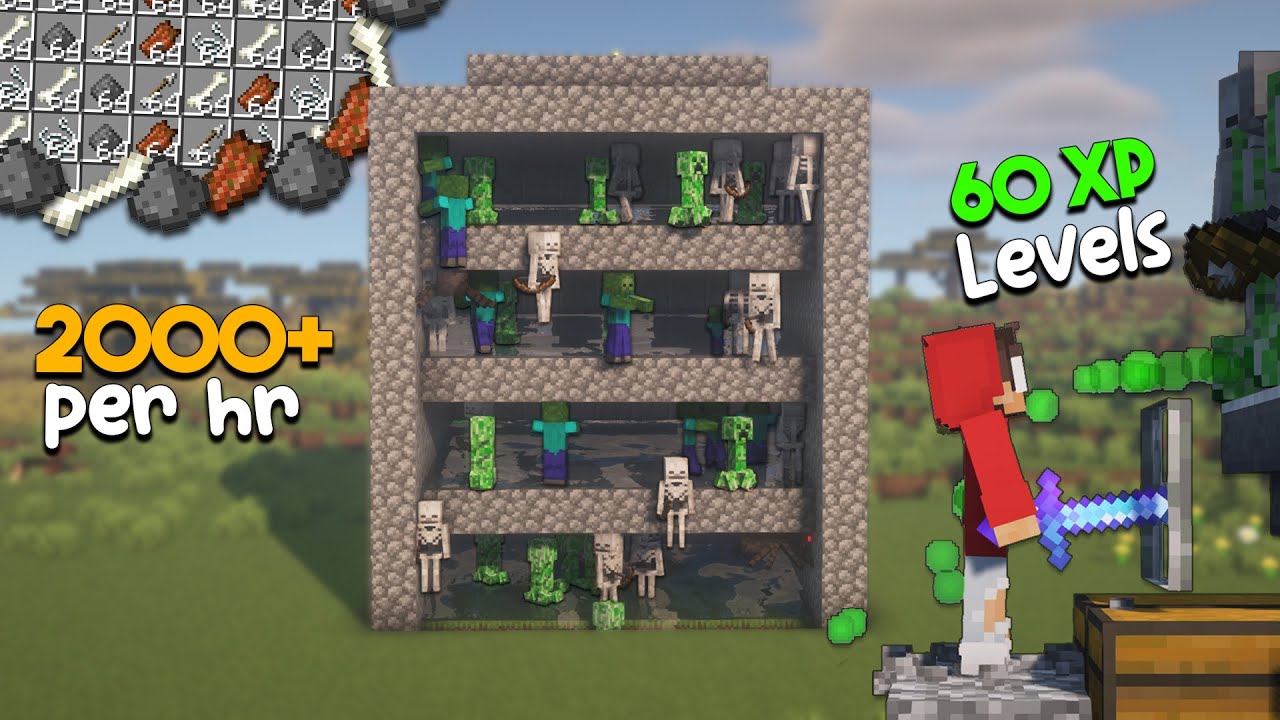 SIMPLE Mob + XP Farm | 1800+ Items & 60 XP Levels Per Hour! | Minecraft ...