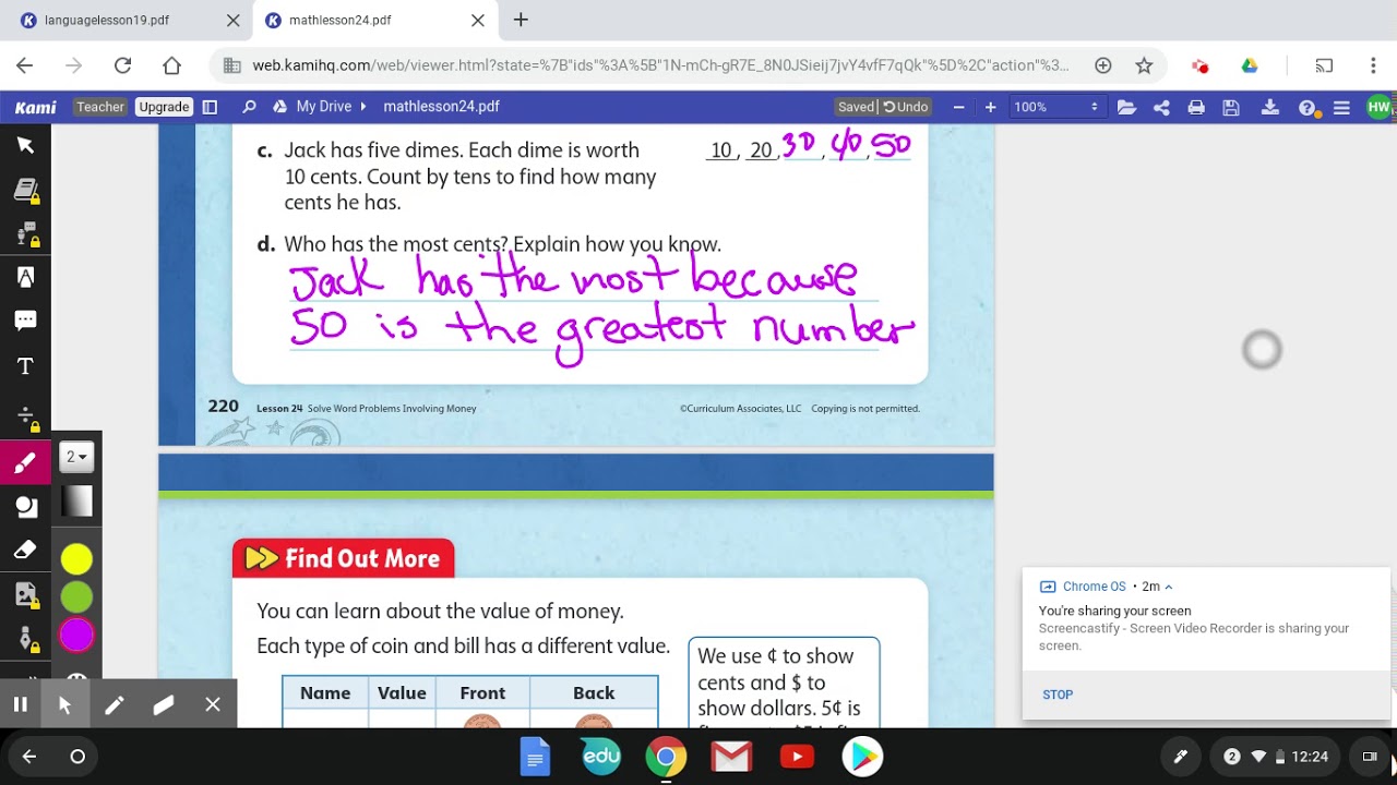 Math Lesson 24 Day 1 - YouTube
