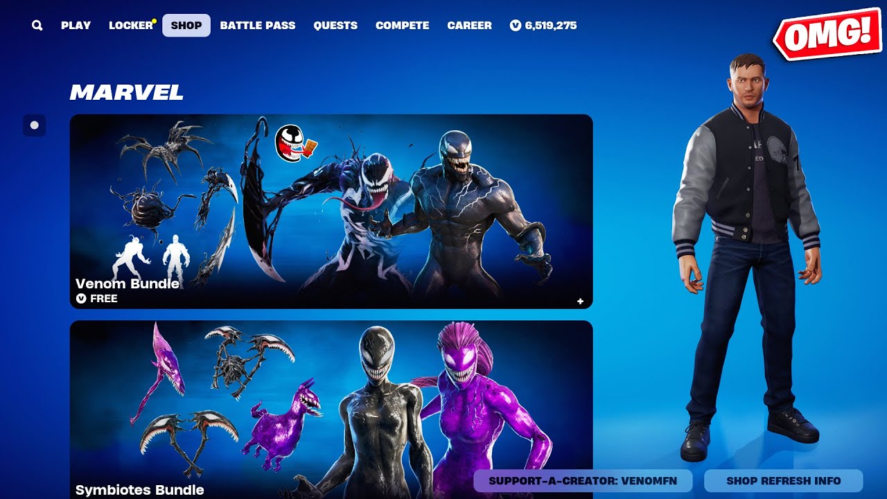 Eddie Brock, Venom, Agony & She-Venom Fortnite Item Shop Showcase ...