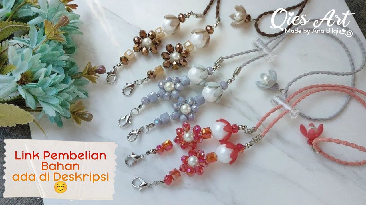 Tutorial Strap Masker Kristal Ceko dan Manik Kelopak - YouTube
