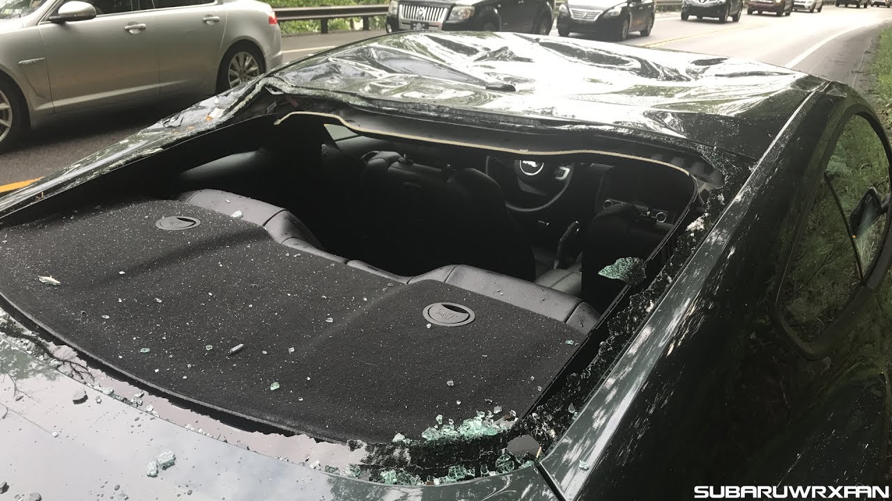 Mustang Crushed by a Tree while Driving... - YouTube