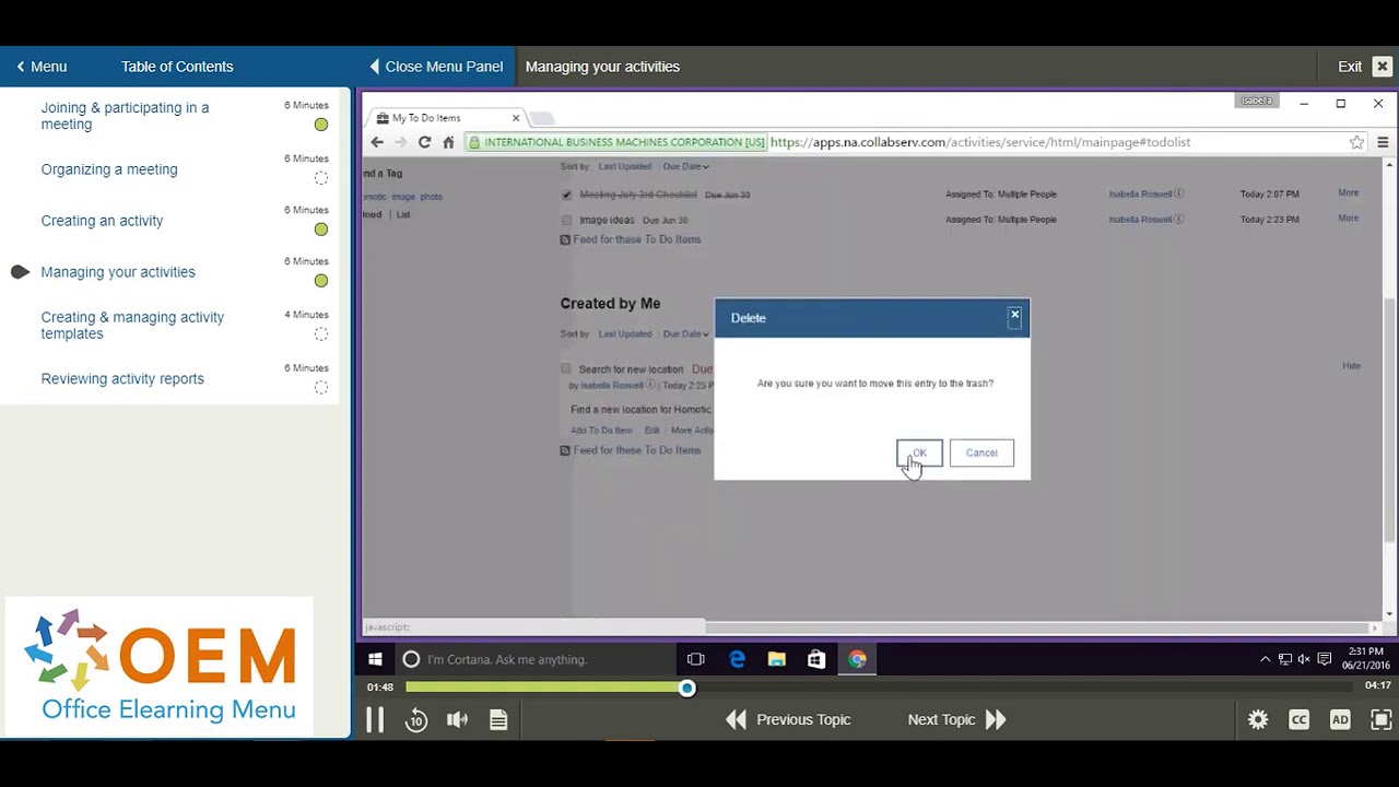 IBM Connections Cloud Elearning Training DEMO - YouTube