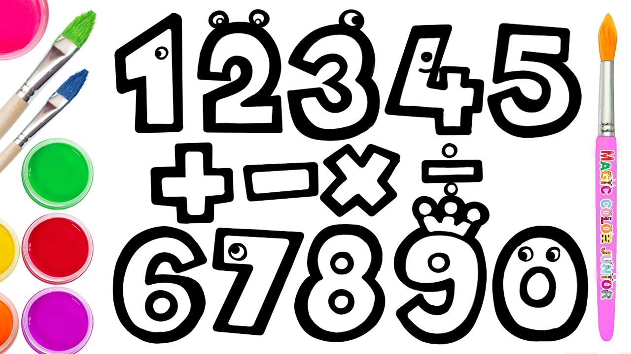 🔢 Drawing, Coloring and Learn Numbers & Basic Operations | Easy Step By ...