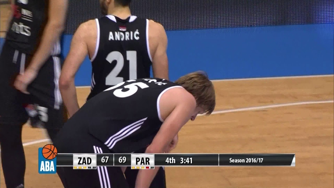 Uroš Luković with crucial 2+1 play (Zadar - Partizan NIS, 19.11.2016 ...