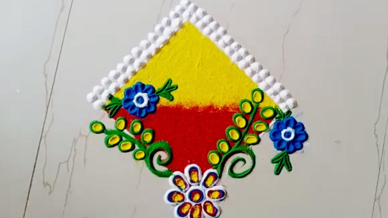 Kite Rangoli Design | EASY RANGOLI DESIGN BY SIRISINDHU || Latest ...