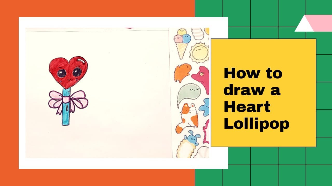How to draw a Heart Lollipop | Cute doodle illustration - YouTube