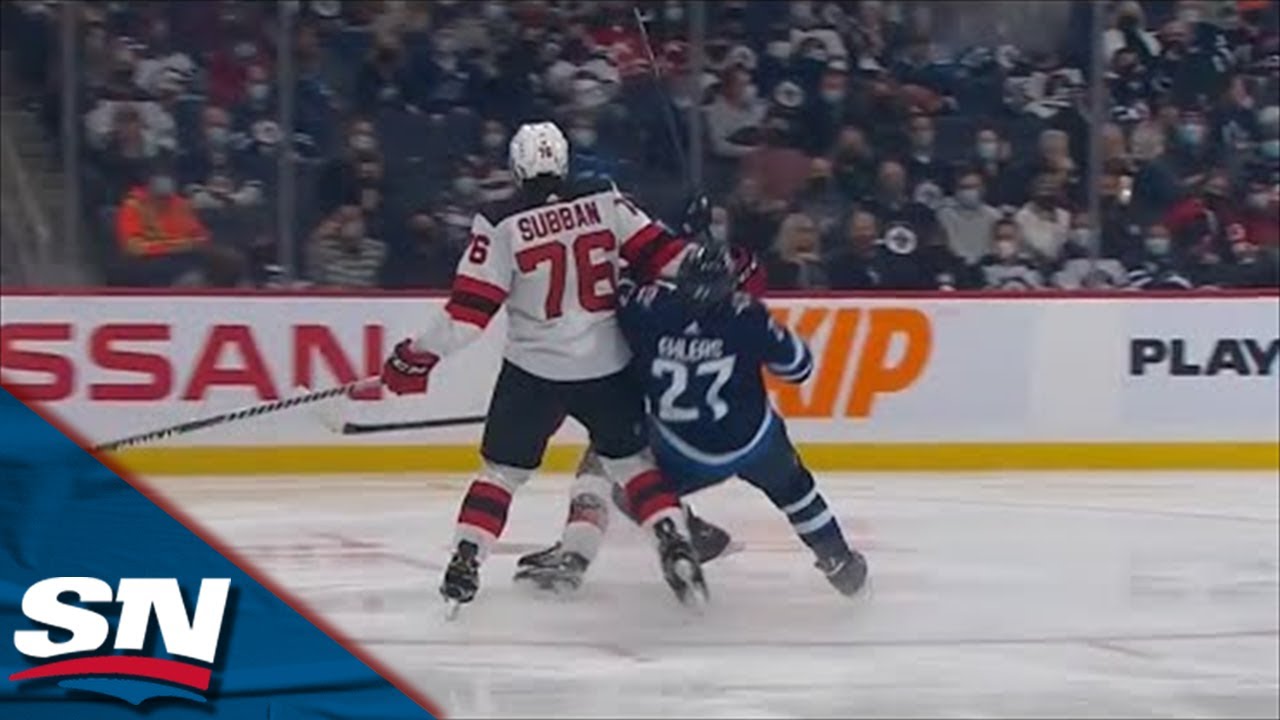 Nikolaj Ehlers Unhappy After Apparent Slew Foot From P.K. Subban - YouTube