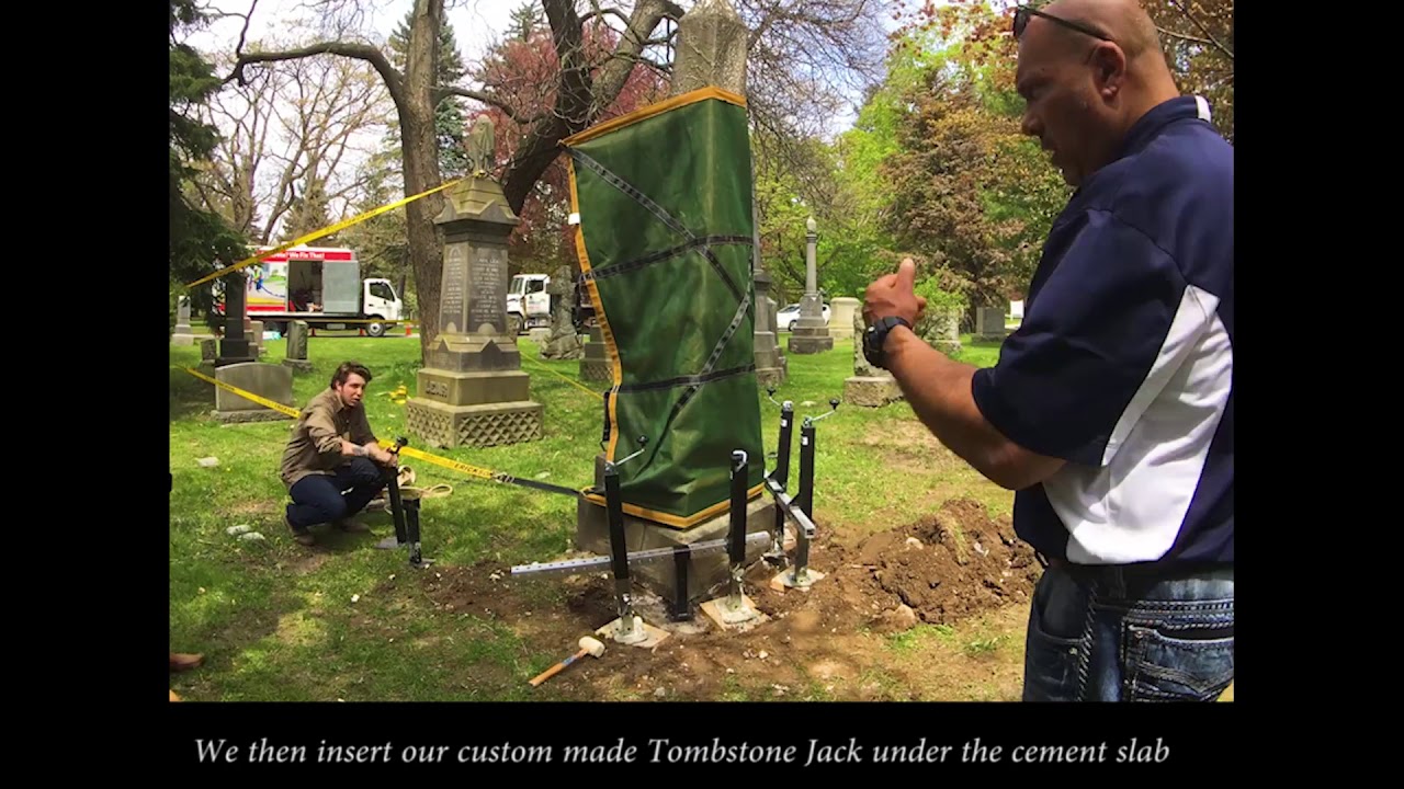 Our system can even lift and level tombstones! - YouTube