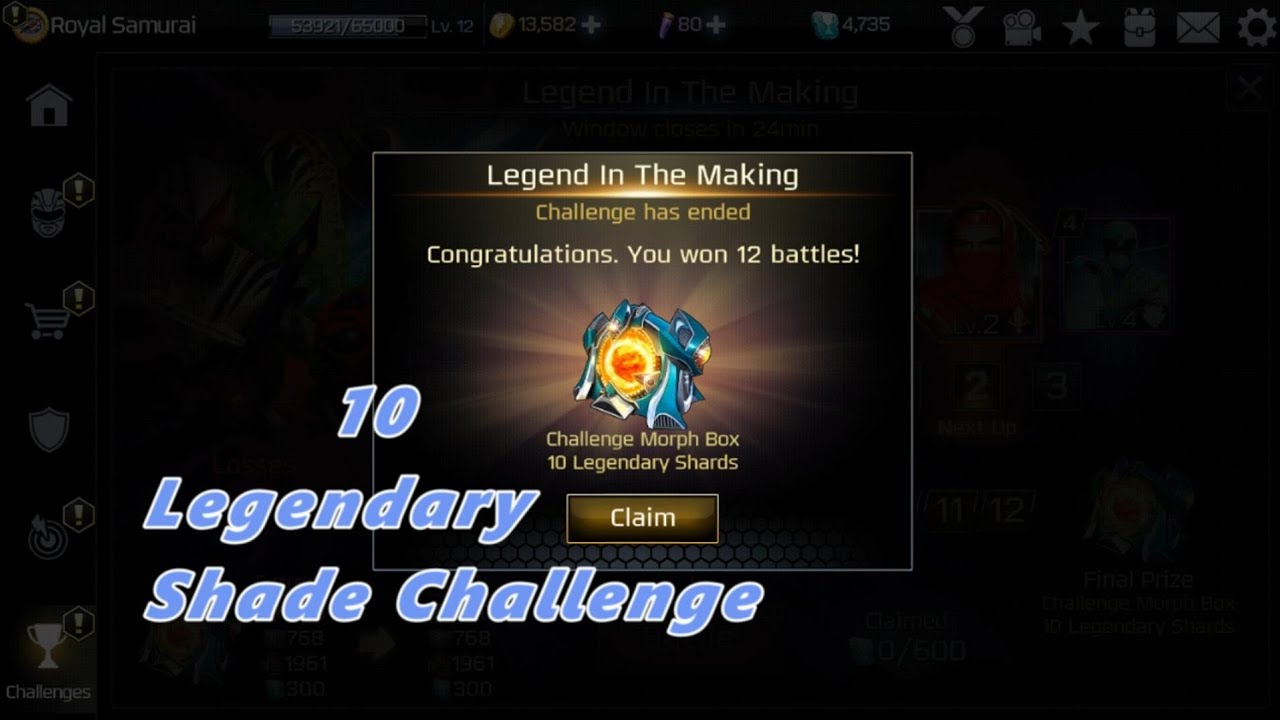 10 Legendary Shade Challenge : Power Ranger Legacy Wars - YouTube