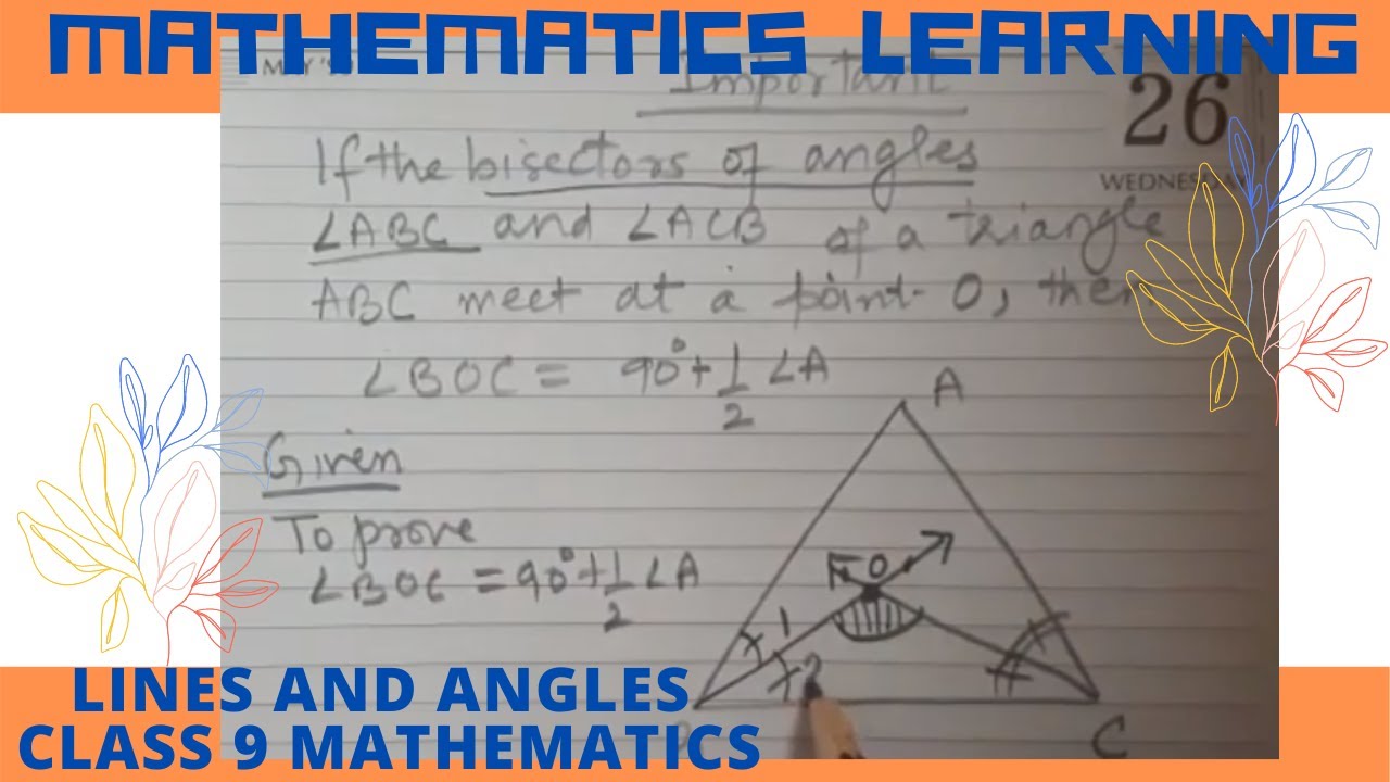If The Bisectors Of Angle ABC And Angle ACB Meet At O Prove That Angle If The Bisectors Of Angle ABC And Angle ACB Meet At O Prove That Angle