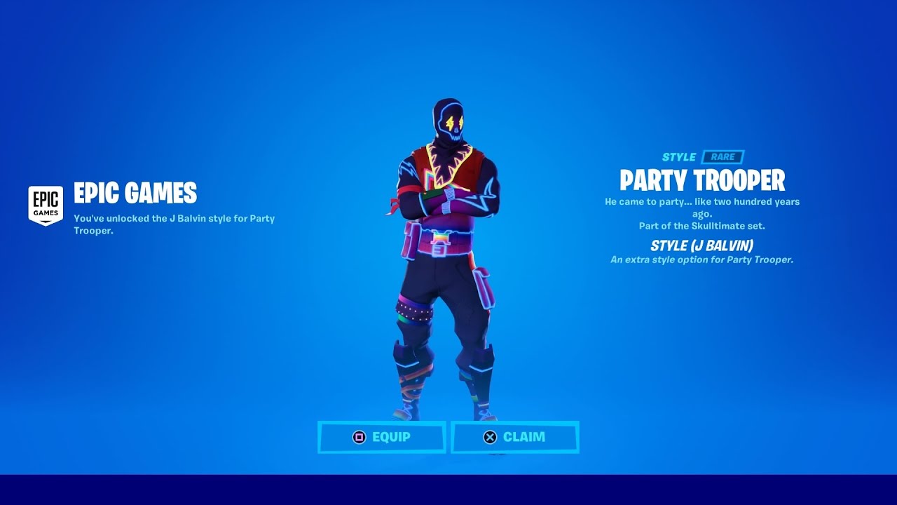 *FREE* PARTY TROOPER J BALVIN STYLE NOW IN THE FORTNITE ITEM SHOP ...