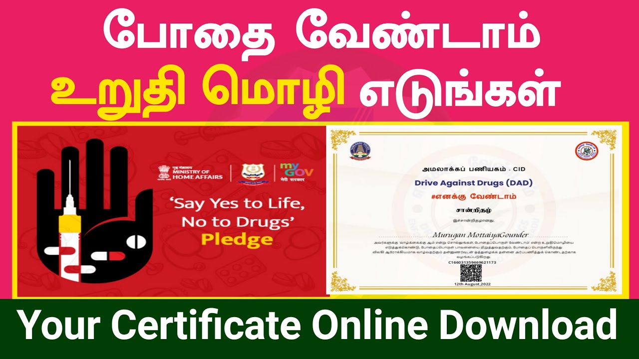 Say Yes To Life No To Drugs - Pledge Your Certificate Online download ...