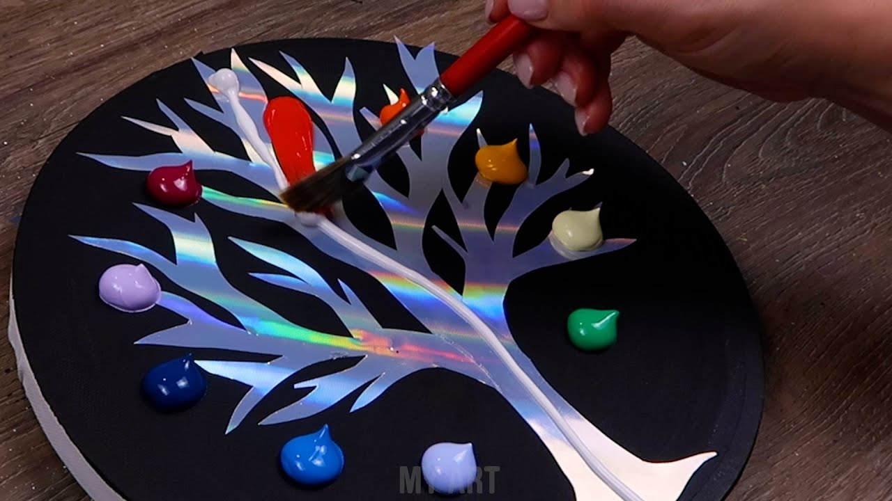 How to Draw Easy Abstract Tree｜Satisfying Acrylic Painting - YouTube