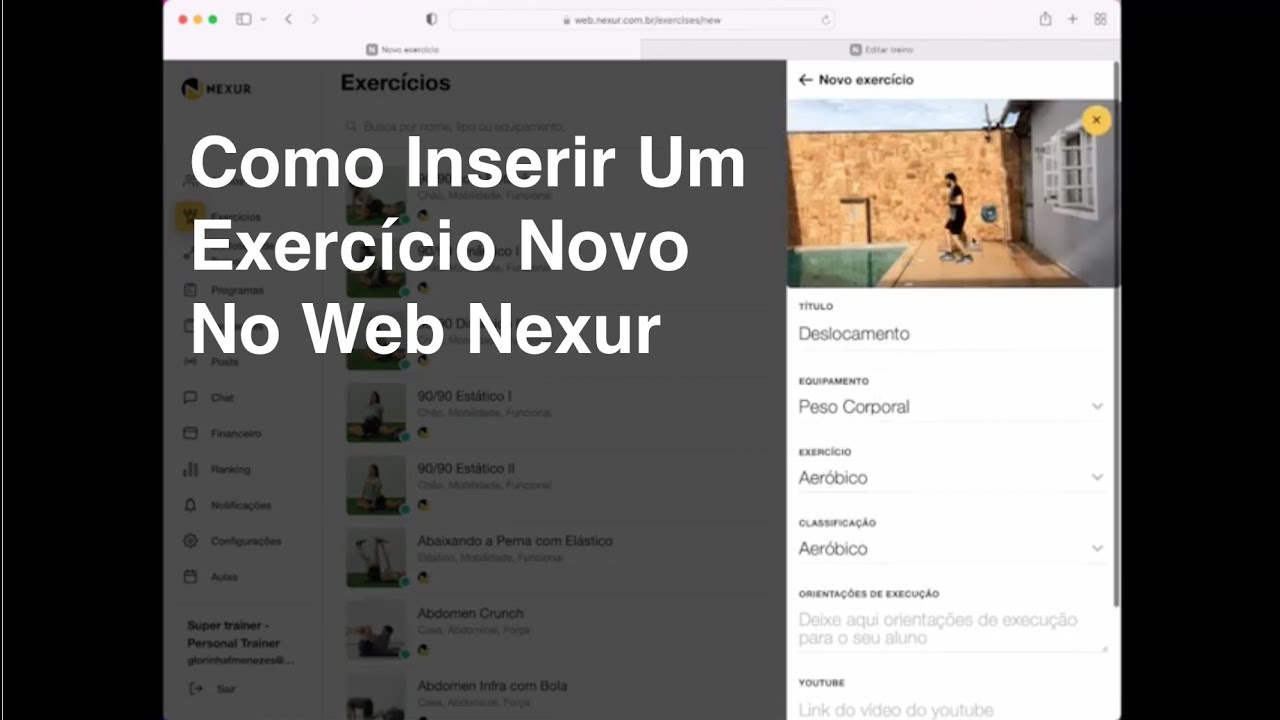 Como Criar Um Novo Exercício No Nexur - YouTube