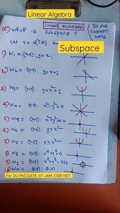 SUBSPACE#VECTOR SPACE#LINEAR ALGEBRA#For Upcoming DU PhD#IIT JAM#CSIR UGC NE#,GATE - YouTube